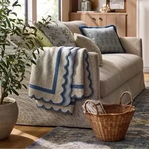 Studio McGee | Bedding | Scalloped Edge Throw Blanket Blue Threshold ...
